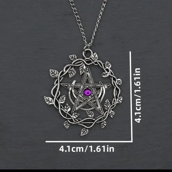 Jewelry | Gorgeous Pentagram Leaf Inlaid Purple Gemstone Pendant ...